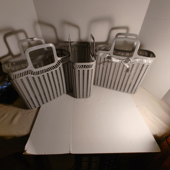 Storage & Organization | 3 New Grey Plastic Totes With Handles 12 Inch ...